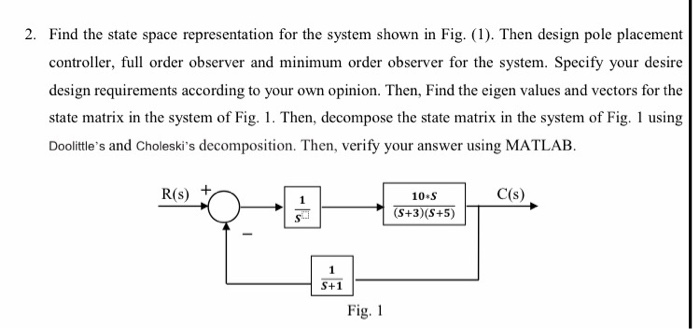 2. Find the state space representation for the system | Chegg.com