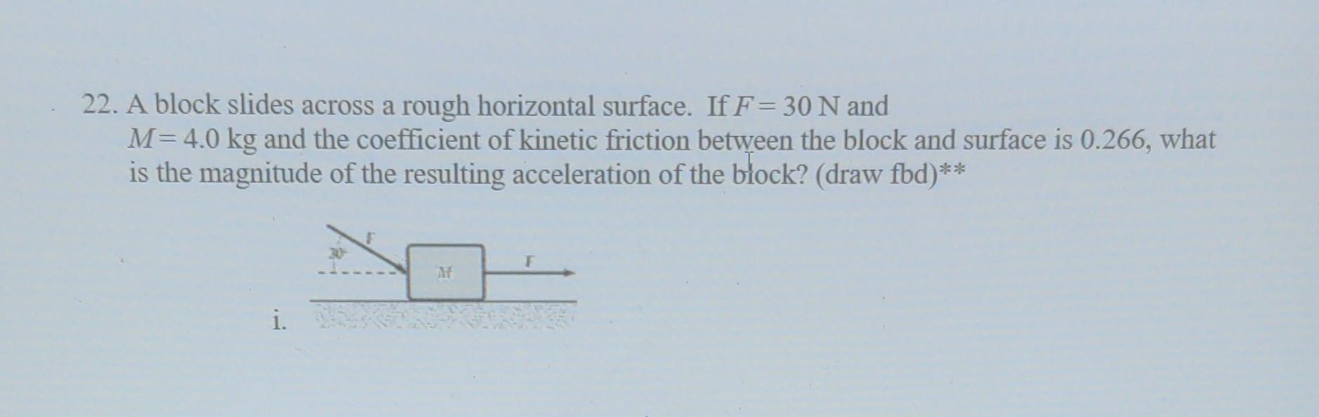 Solved 22. A block slides across a rough horizontal surface. | Chegg.com