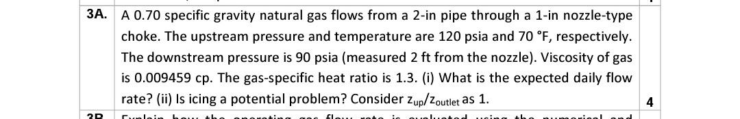 Solved 3A. A 0.70 specific gravity natural gas flows from a | Chegg.com