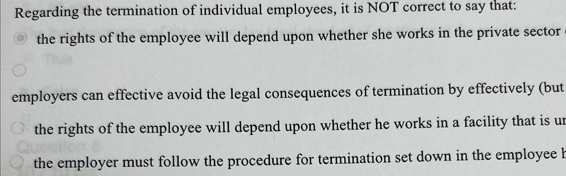 Solved Regarding the termination of individual employees, it | Chegg.com