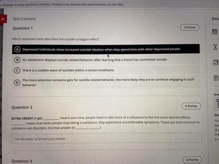 Solved webpage is using significant memory. Closing it may | Chegg.com