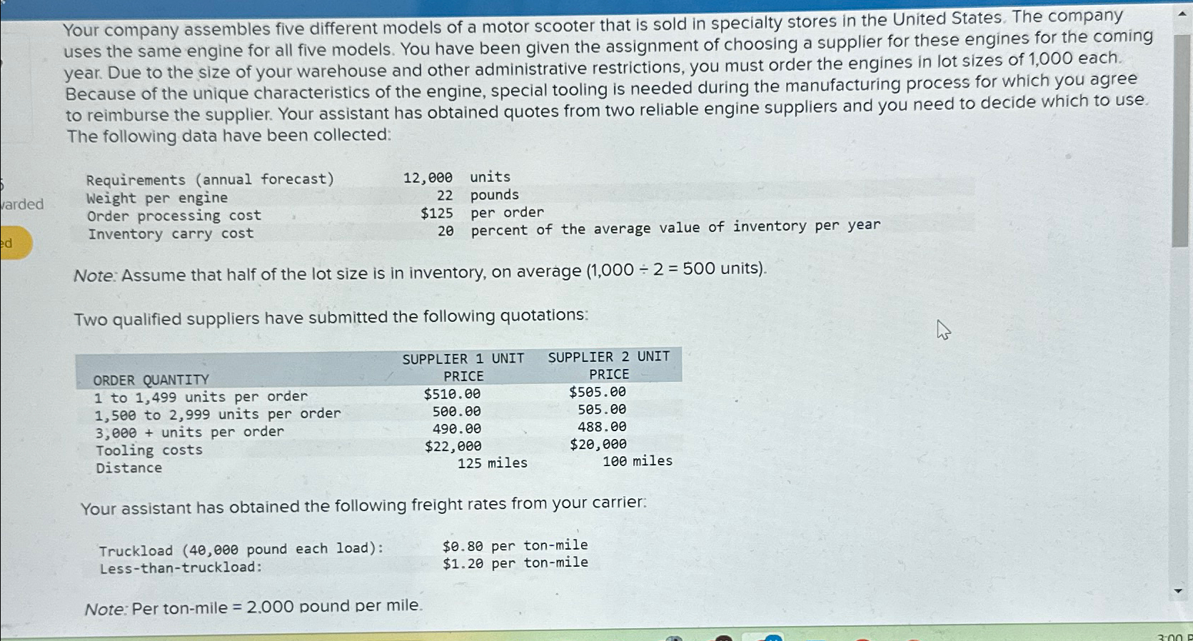 Solved Your company assembles five different models of a | Chegg.com
