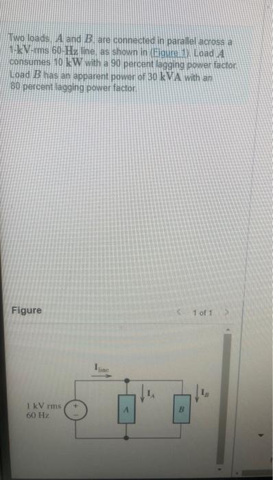 Solved Two loads, −4 and B, are connected in parallel across | Chegg.com