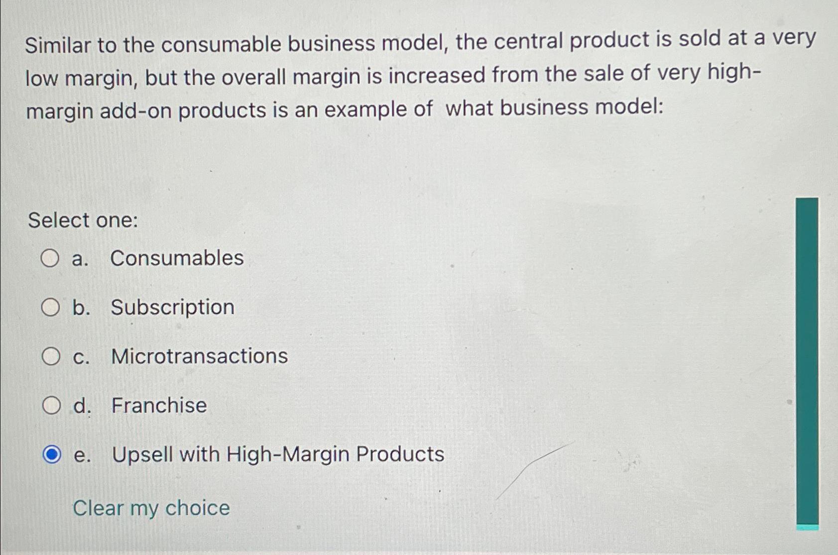Solved Similar to the consumable business model, the central | Chegg.com