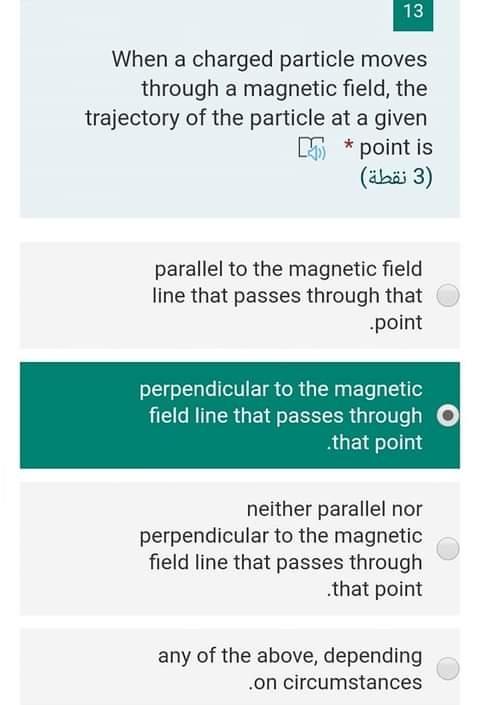 Solved 13When a charged particle moves through a magnetic | Chegg.com