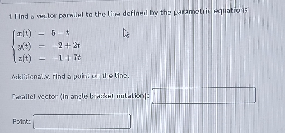 Solved 1 ﻿Find a vector parallel to the line defined by the | Chegg.com