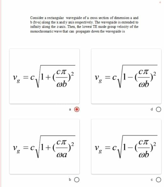 Solved Consider a rectangular waveguide of a cross section | Chegg.com