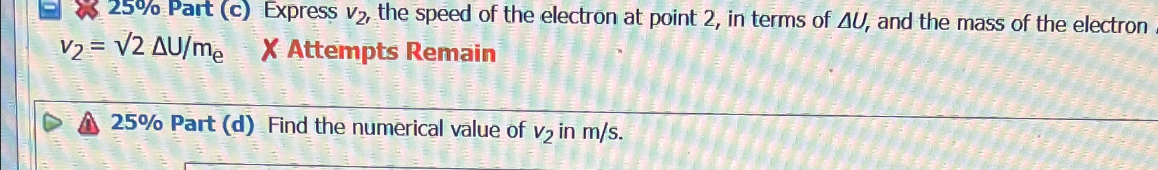 Solved (13%) ﻿Problem 6: Consider two points in an electric | Chegg.com