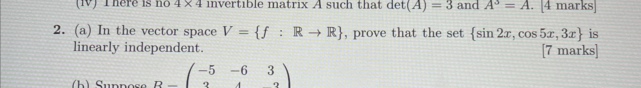 Solved (a) ﻿In the vector space V={f:R→R}, ﻿prove that the | Chegg.com