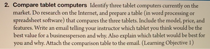 Solved 2. Compare tablet computers Identify three tablet | Chegg.com