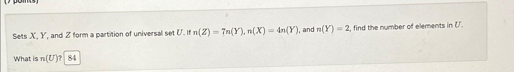 Solved Sets x,Y, ﻿and Z ﻿form a partition of universal set | Chegg.com