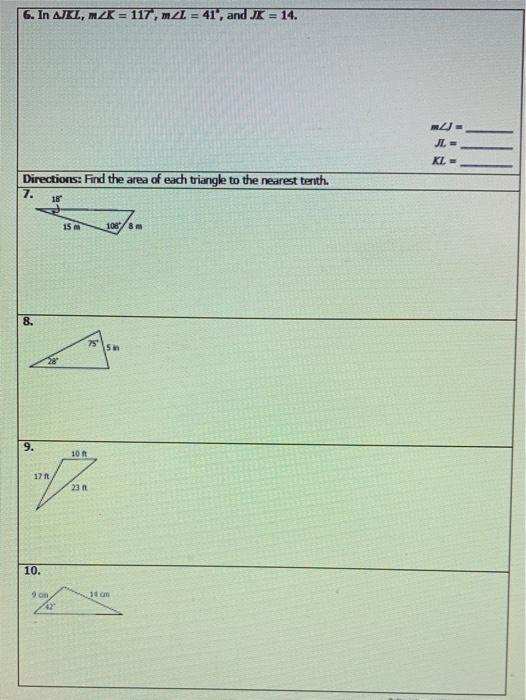 Solved Directions: Find each missing measure to the nearest | Chegg.com
