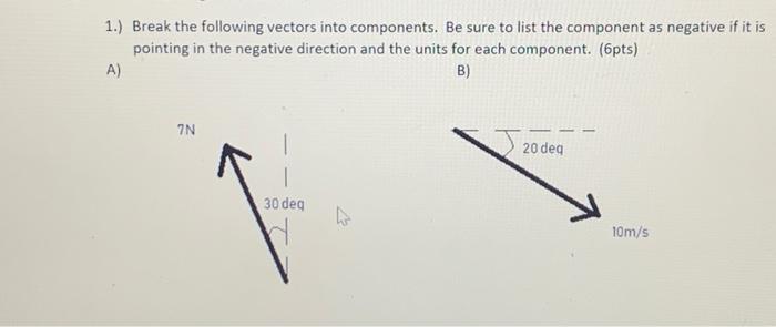 Solved 1.) Break the following vectors into components. Be | Chegg.com