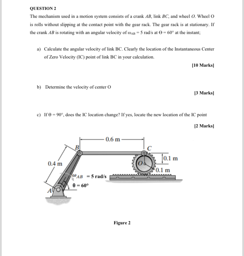 Solved QUESTION 2The mechanism used in a motion system | Chegg.com