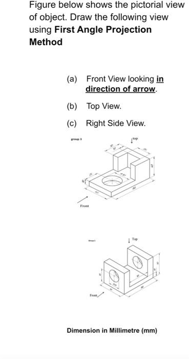 Solved Figure below shows the pictorial view of object. Draw | Chegg.com