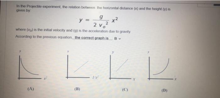 Solved In the Projectile experiment, the relation between | Chegg.com