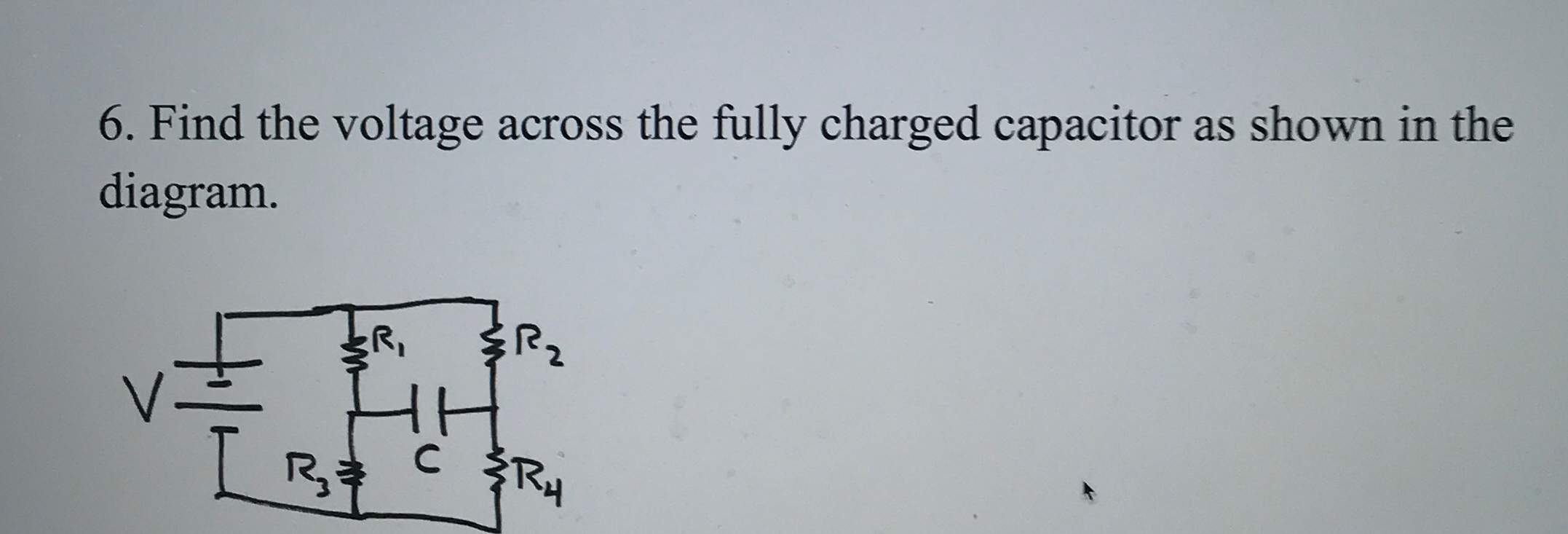 Solved Find the voltage across the fully charged capacitor | Chegg.com