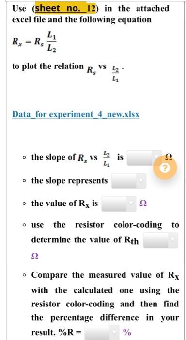 Solved Use (sheet no. 12) in the attached excel file and the | Chegg.com
