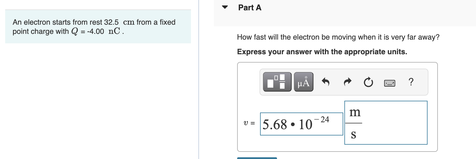 Solved Part AAn electron starts from rest 32.5cm ﻿from a | Chegg.com