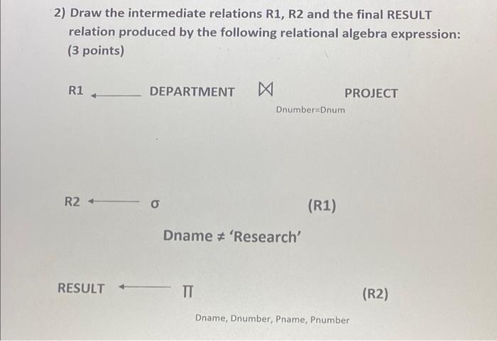 Solved 2) Draw the intermediate relations R1, R2 and the | Chegg.com