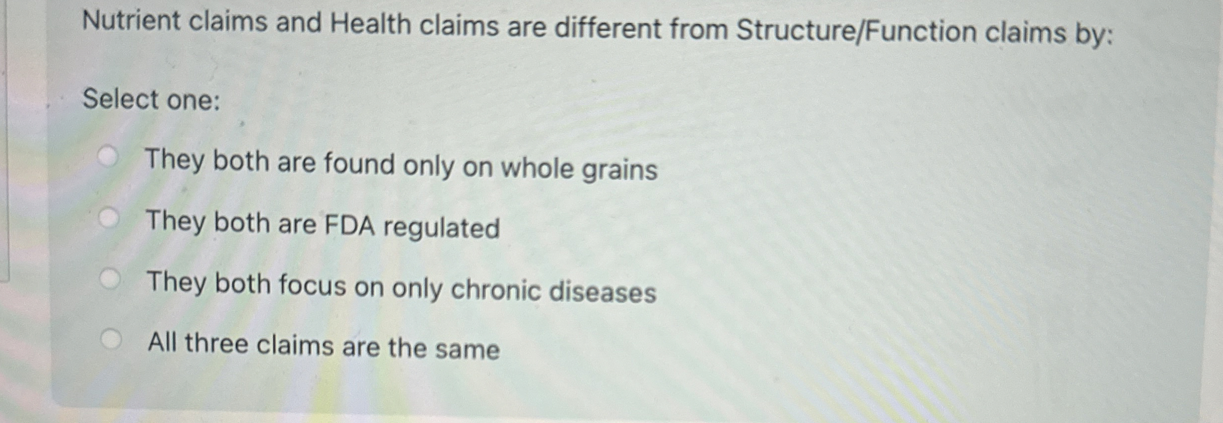 Solved Nutrient claims and Health claims are different from | Chegg.com