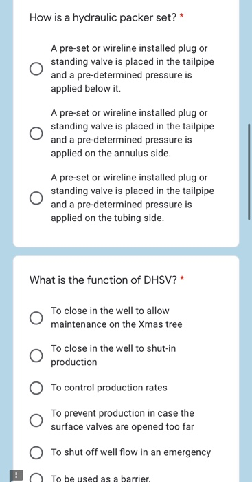Solved How is a hydraulic packer set? A pre-set or wireline | Chegg.com
