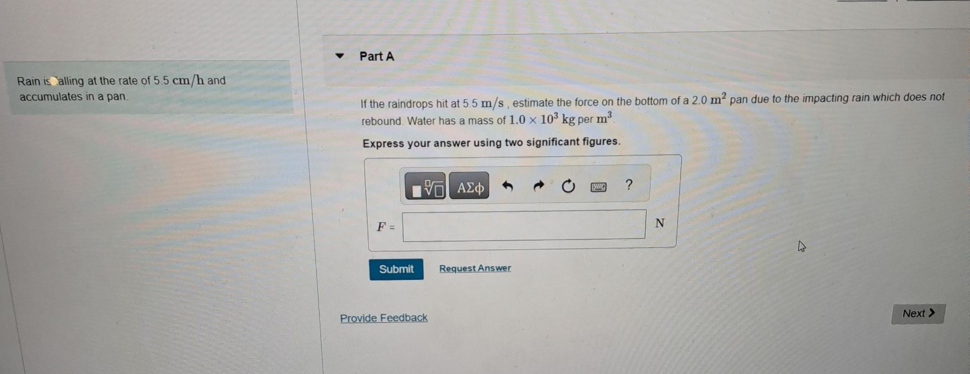 Solved Part ARain is alling at the rate of 5.5cmh ﻿and | Chegg.com
