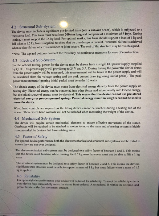 Solved I’m struggling with the mechanical sub system as I’m | Chegg.com