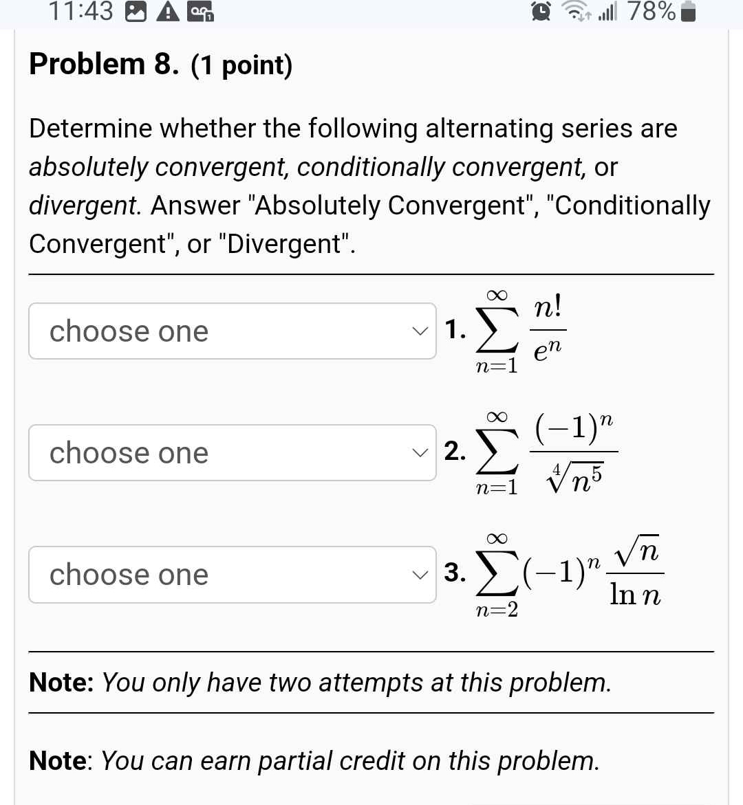 Solved 11:43डिт .ul 78%Problem 8. (1 ﻿point)Determine | Chegg.com