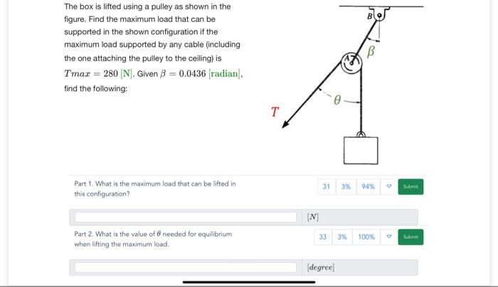 Solved The box is lifted using a pulley as shown in the | Chegg.com