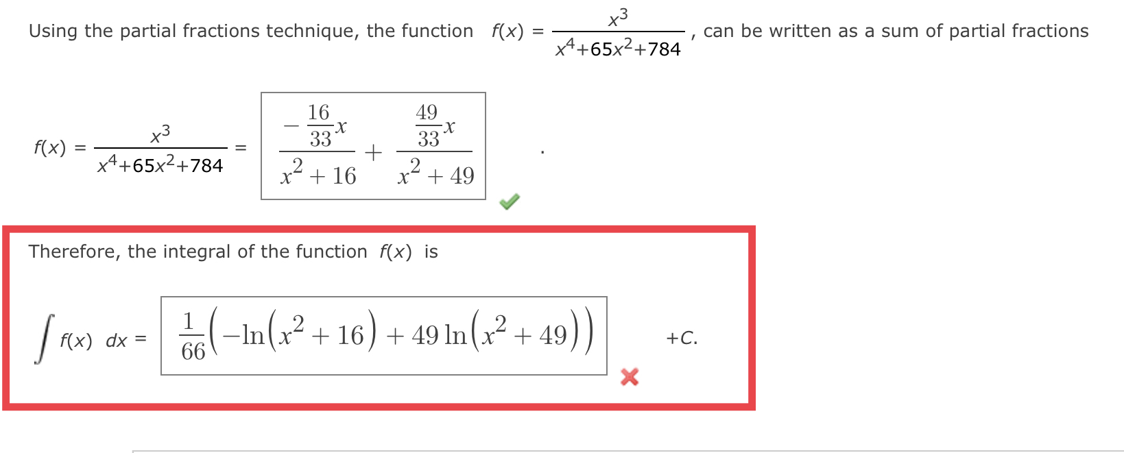 Solved Using the partial fractions technique, the function | Chegg.com