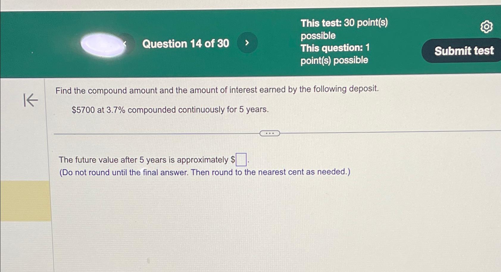Solved Question 14 of 30This test: 30 point(s) | Chegg.com Solved Question 14 of 30This test: 30 point(s) | Chegg.com