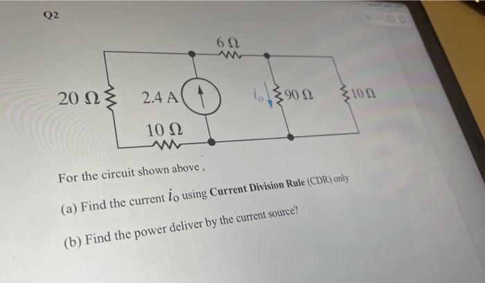 Solved For the circuit shown above, (a) Find the current i0 | Chegg.com