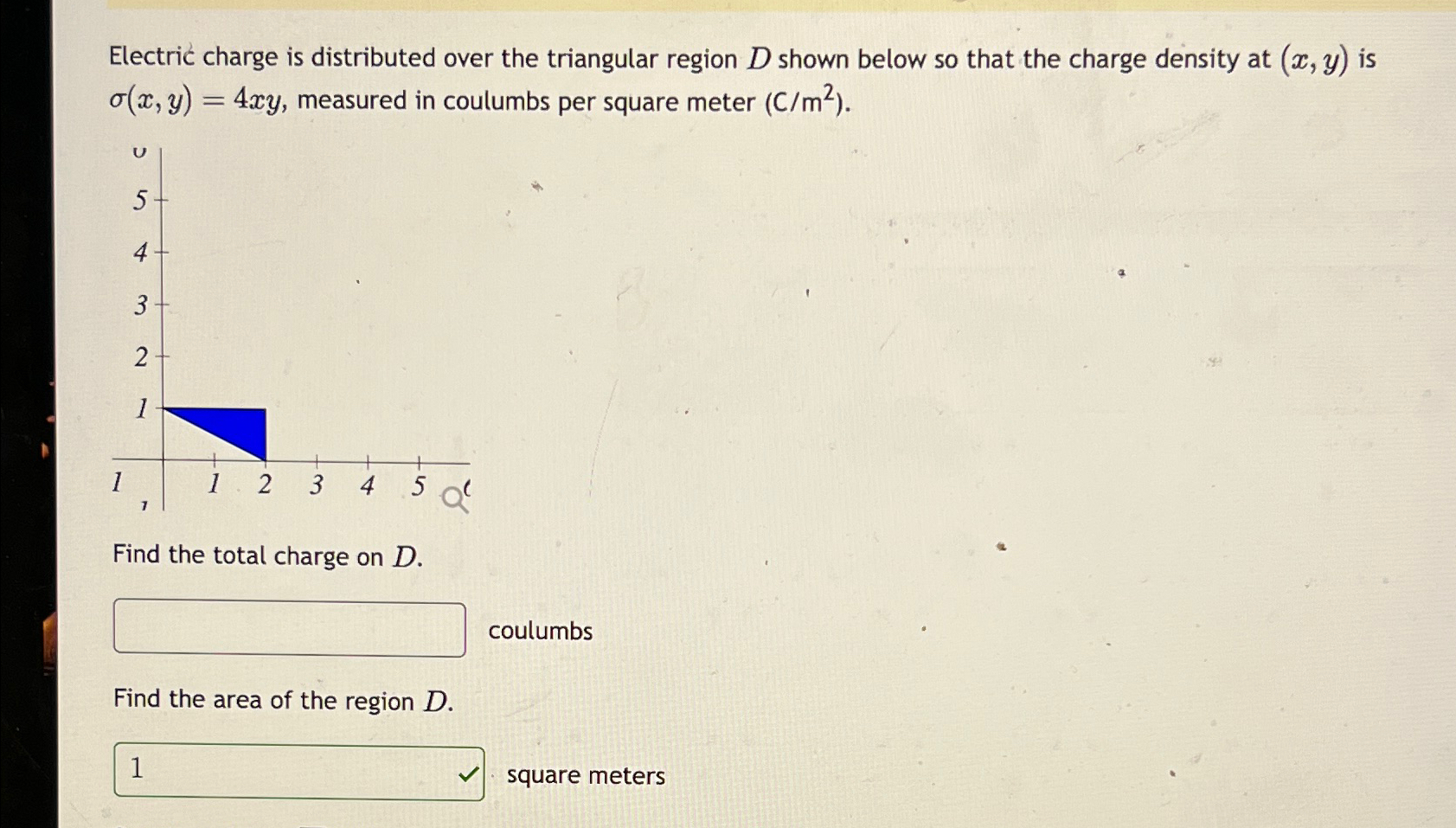 Solved Electric charge is distributed over the triangular | Chegg.com