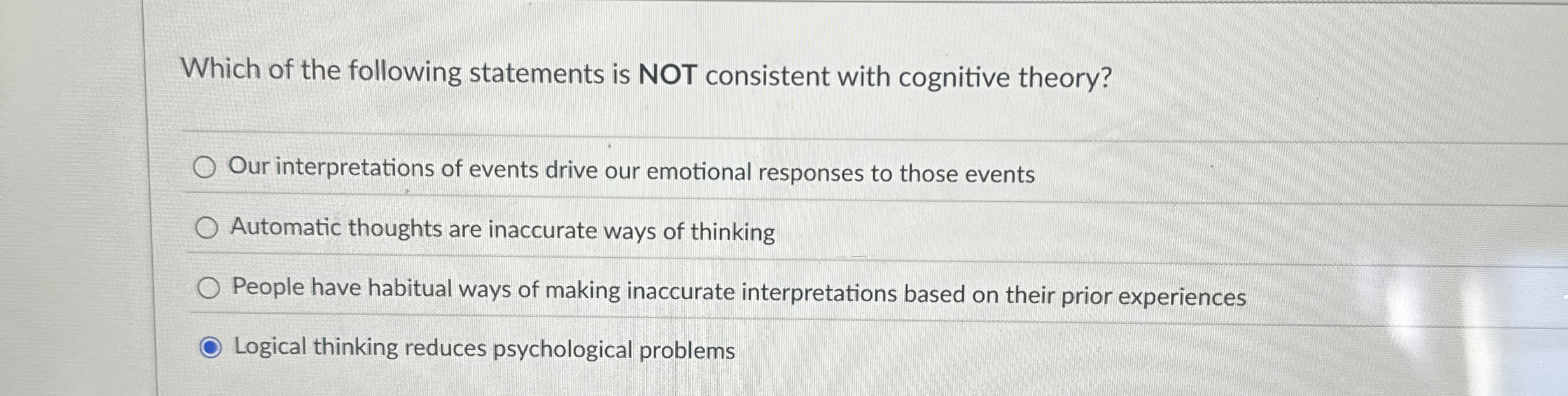 Solved Which of the following statements is NOT consistent | Chegg.com