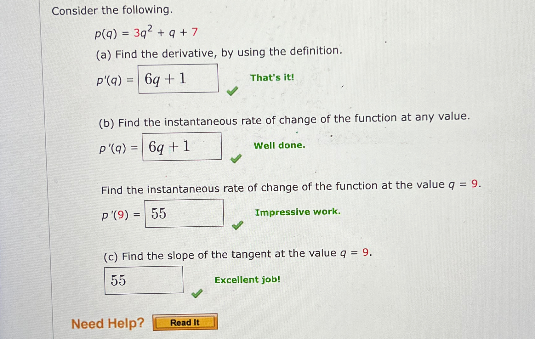 Solved Consider the following.p(q)=3q2+q+7(a) ﻿Find the | Chegg.com
