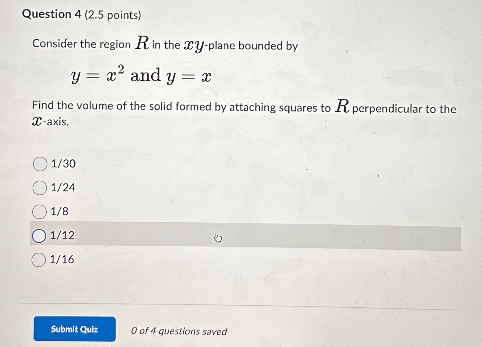 Solved Question 4 (2.5 ﻿points)Consider the region R ﻿in the | Chegg.com