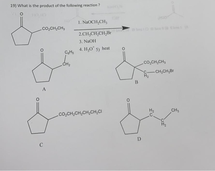 Solved 19) What is the product of the following reaction ? | Chegg.com