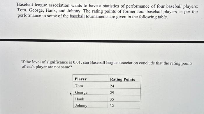 Solved Baseball league association wants to have a | Chegg.com
