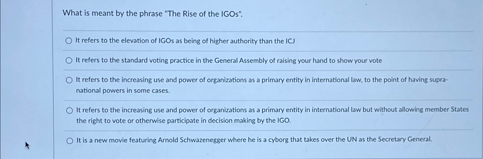 Solved What is meant by the phrase "The Rise of the IGOs".It | Chegg.com