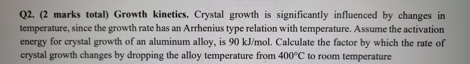 Solved Q2. (2 marks total) Growth kinetics. Crystal growth | Chegg.com