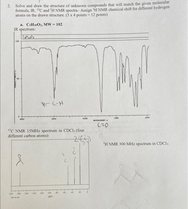 Solved 2. Solve and draw the structure of unknown compounds | Chegg.com