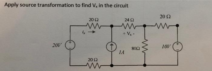 Solved Apply source transformation to find V, in the circuit | Chegg.com