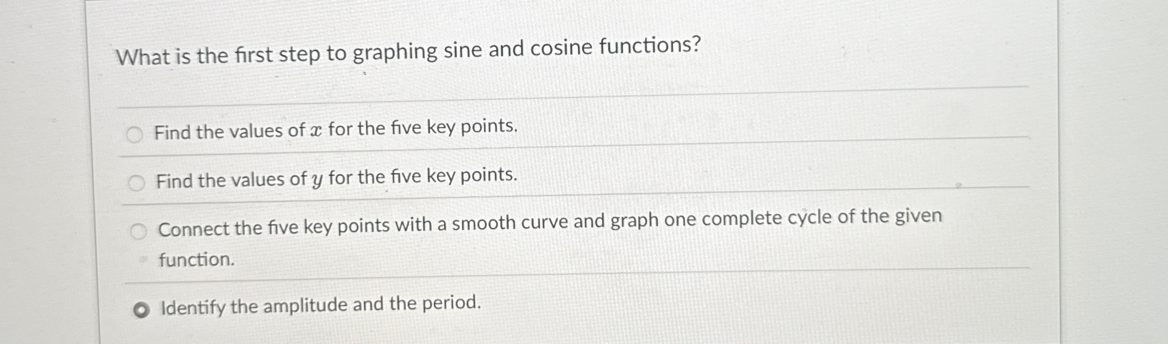 Solved What is the first step to graphing sine and cosine | Chegg.com