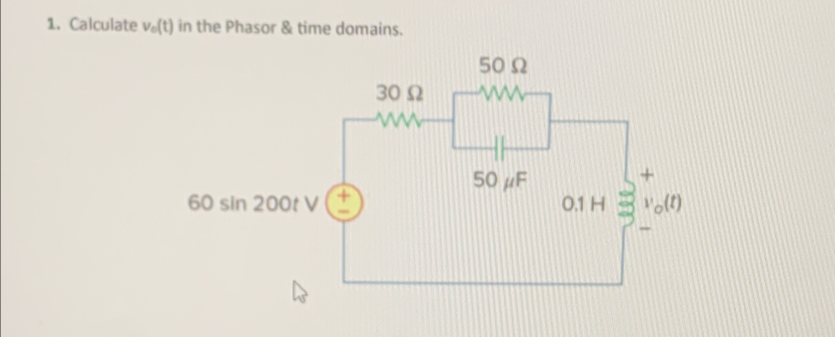 Solved Calculate v0(t) ﻿in the Phasor & time | Chegg.com