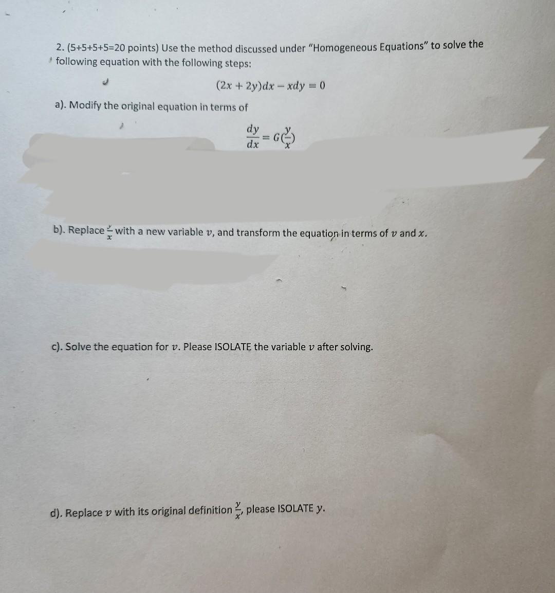 Solved 2. (5+5+5+5=20 points) Use the method discussed under | Chegg.com