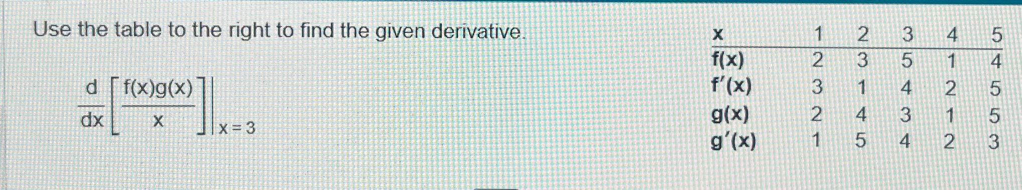 Solved Use the table to the right to find the given | Chegg.com