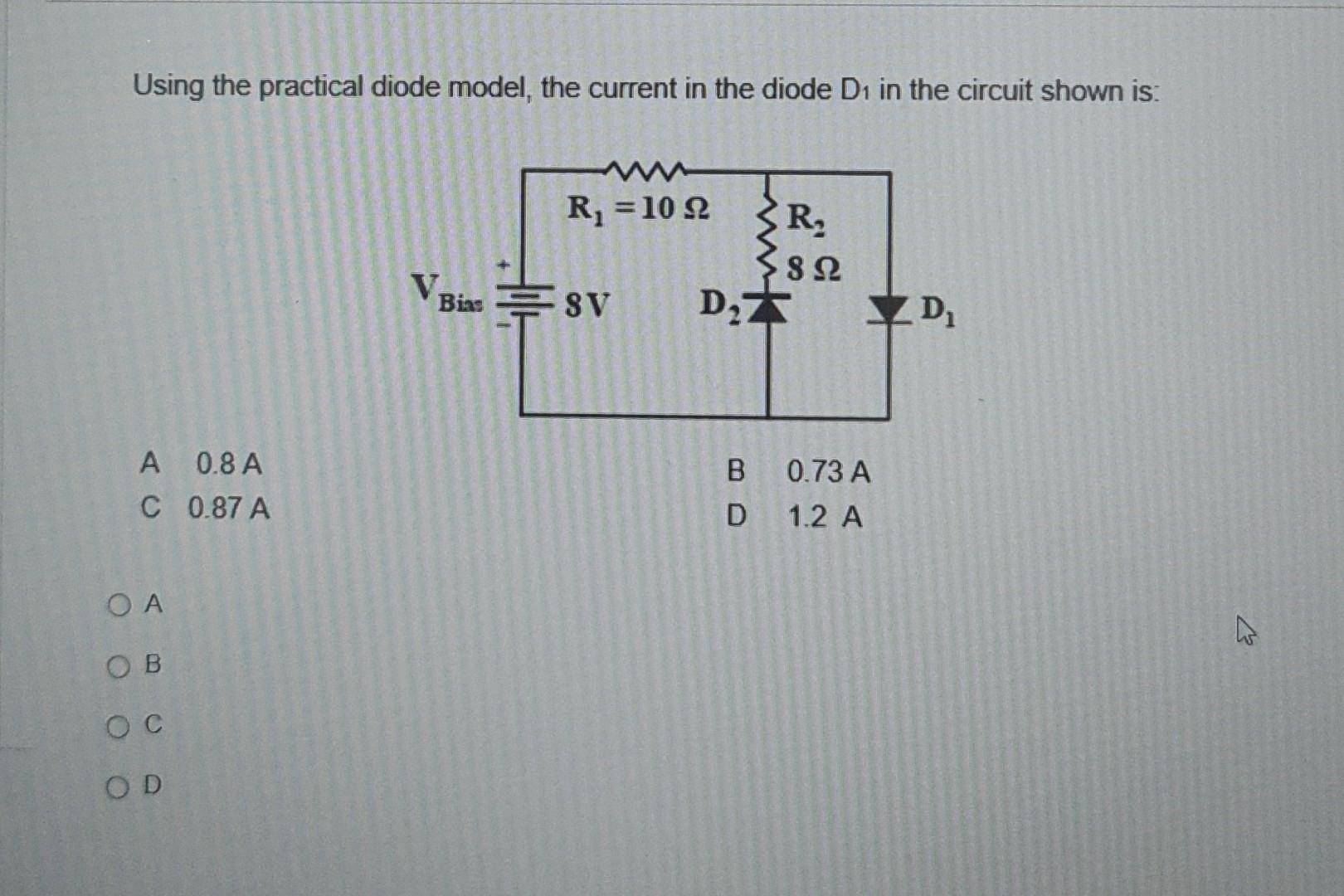 Solved Using the practical diode model, the current in the | Chegg.com