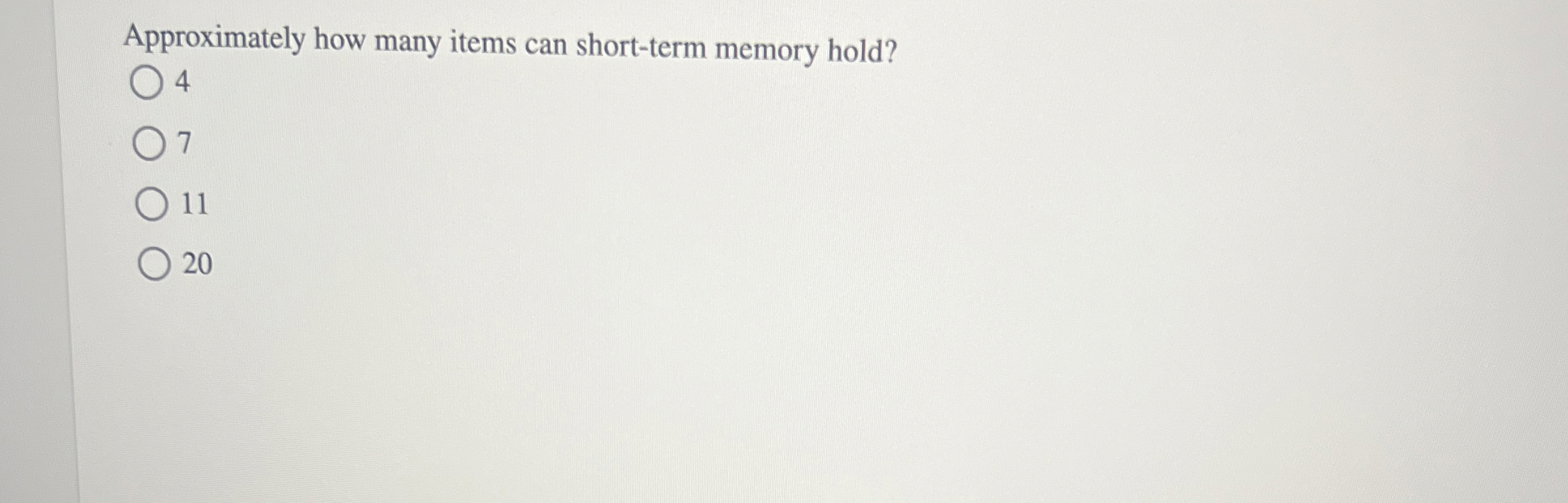 Solved Approximately how many items can short-term memory | Chegg.com