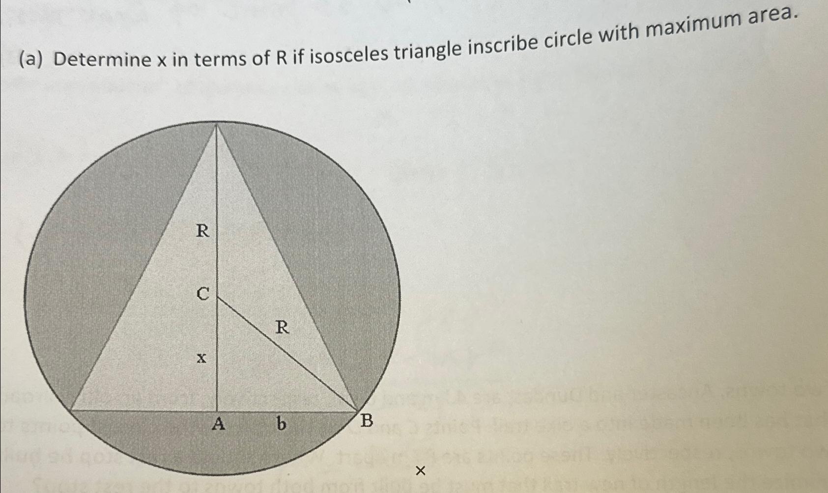Solved (a) ﻿Determine x ﻿in terms of R ﻿if isosceles | Chegg.com